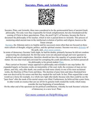 Essay On Socrates | PDF