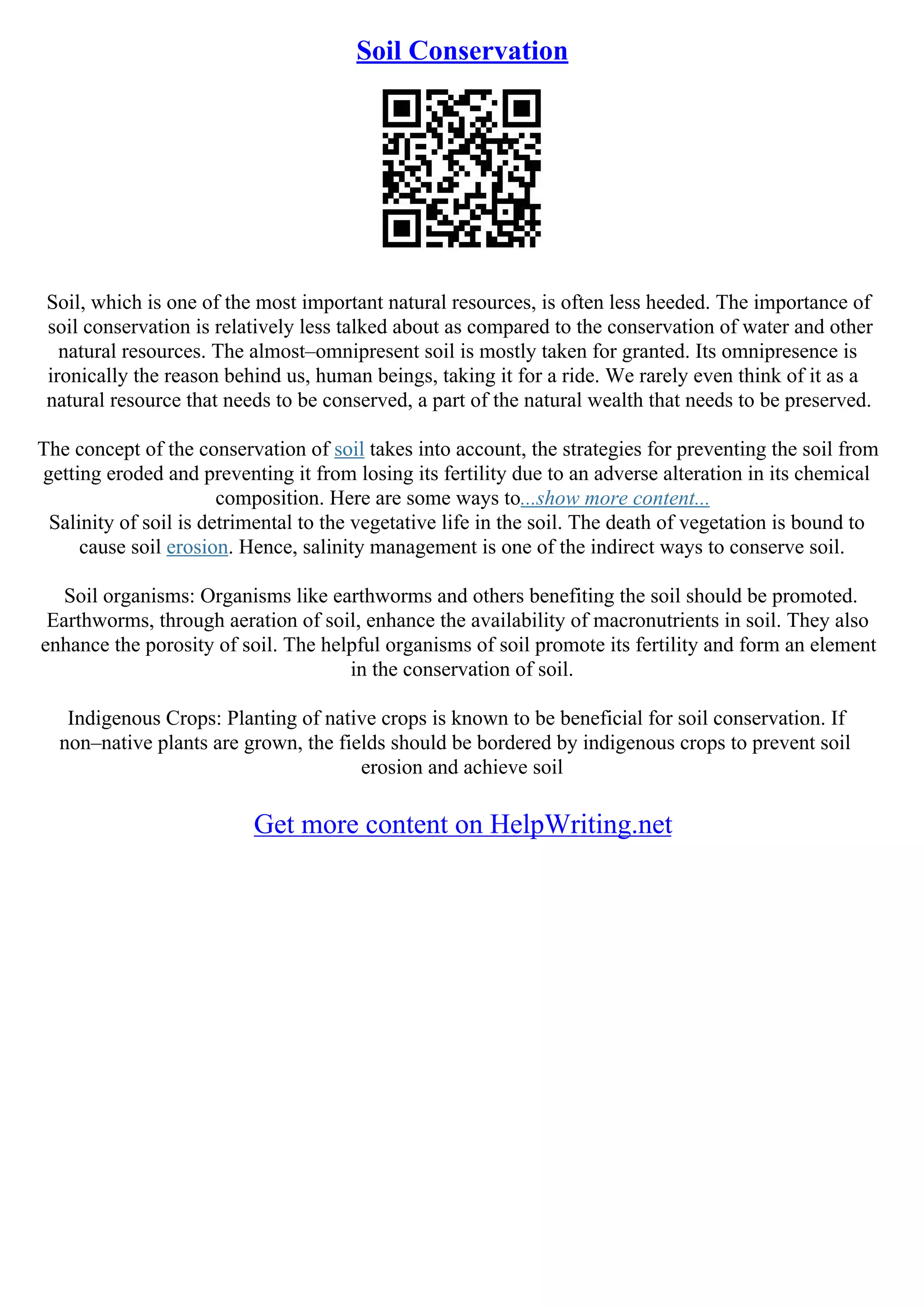 Essay On Soil Conservation | PDF