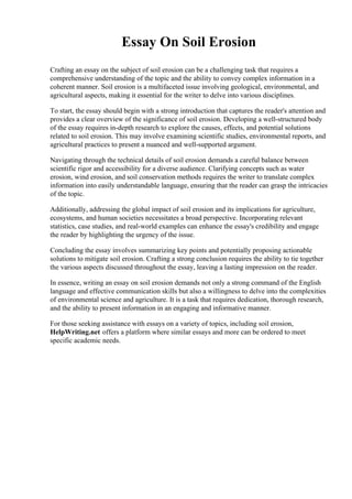 Essay On Soil Erosion. Coastline Community College | PDF