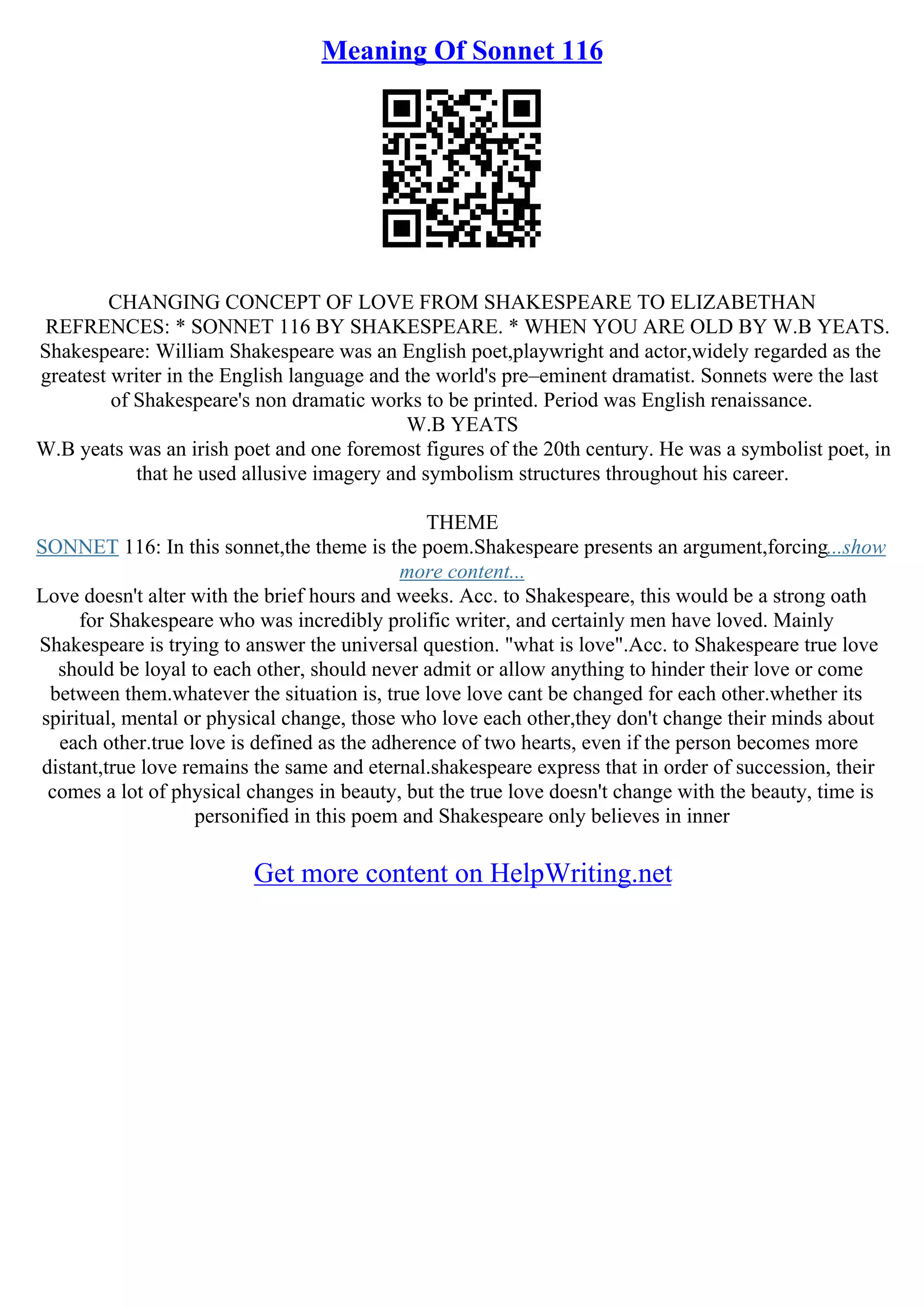 Essay On Sonnet 116 | PDF