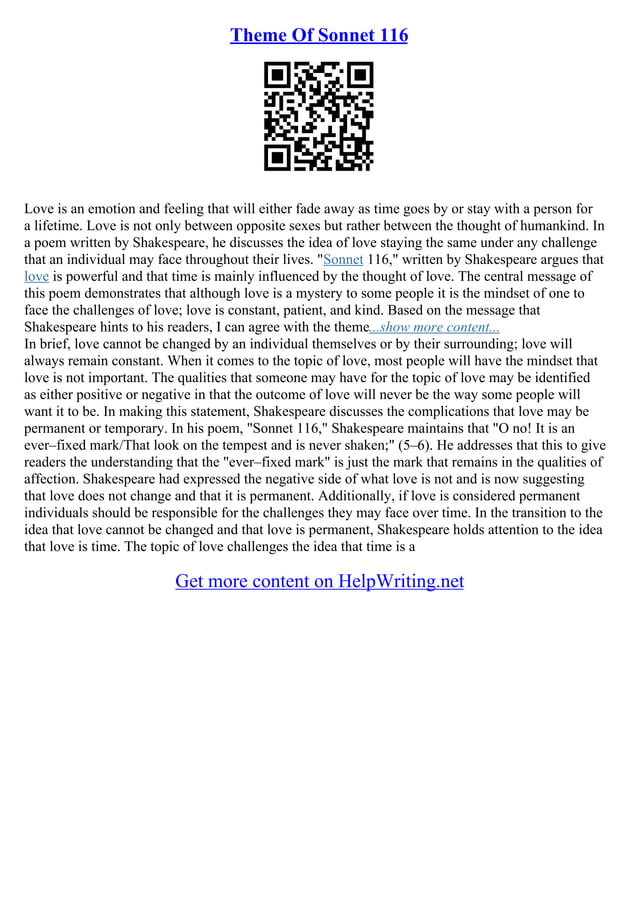 Essay On Sonnet 116 | PDF | Poetry | Books and Literature