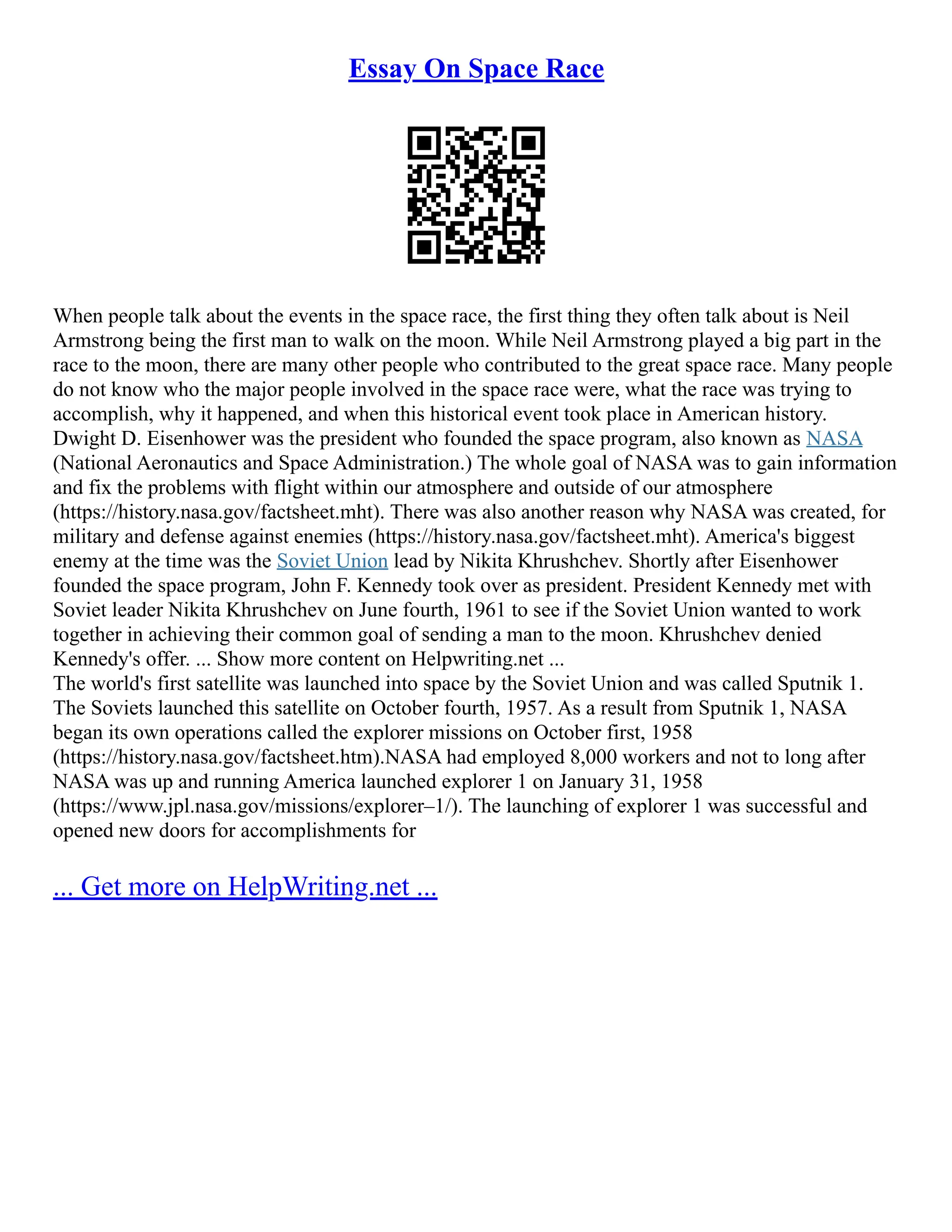 Essay On Space Race | PDF