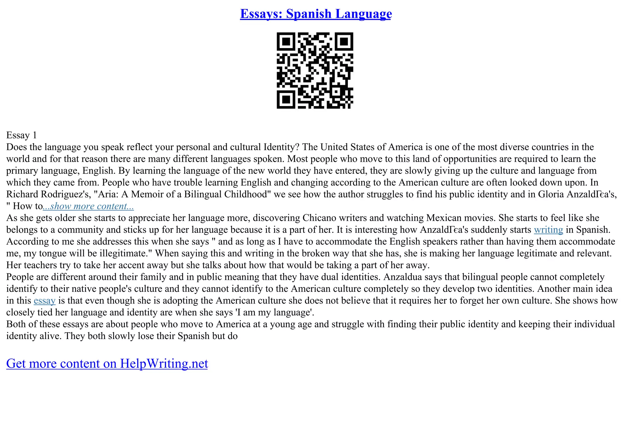 Essay On Spanish Class | PDF