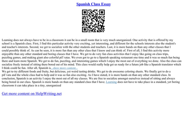 Essay On Spanish Class | PPT