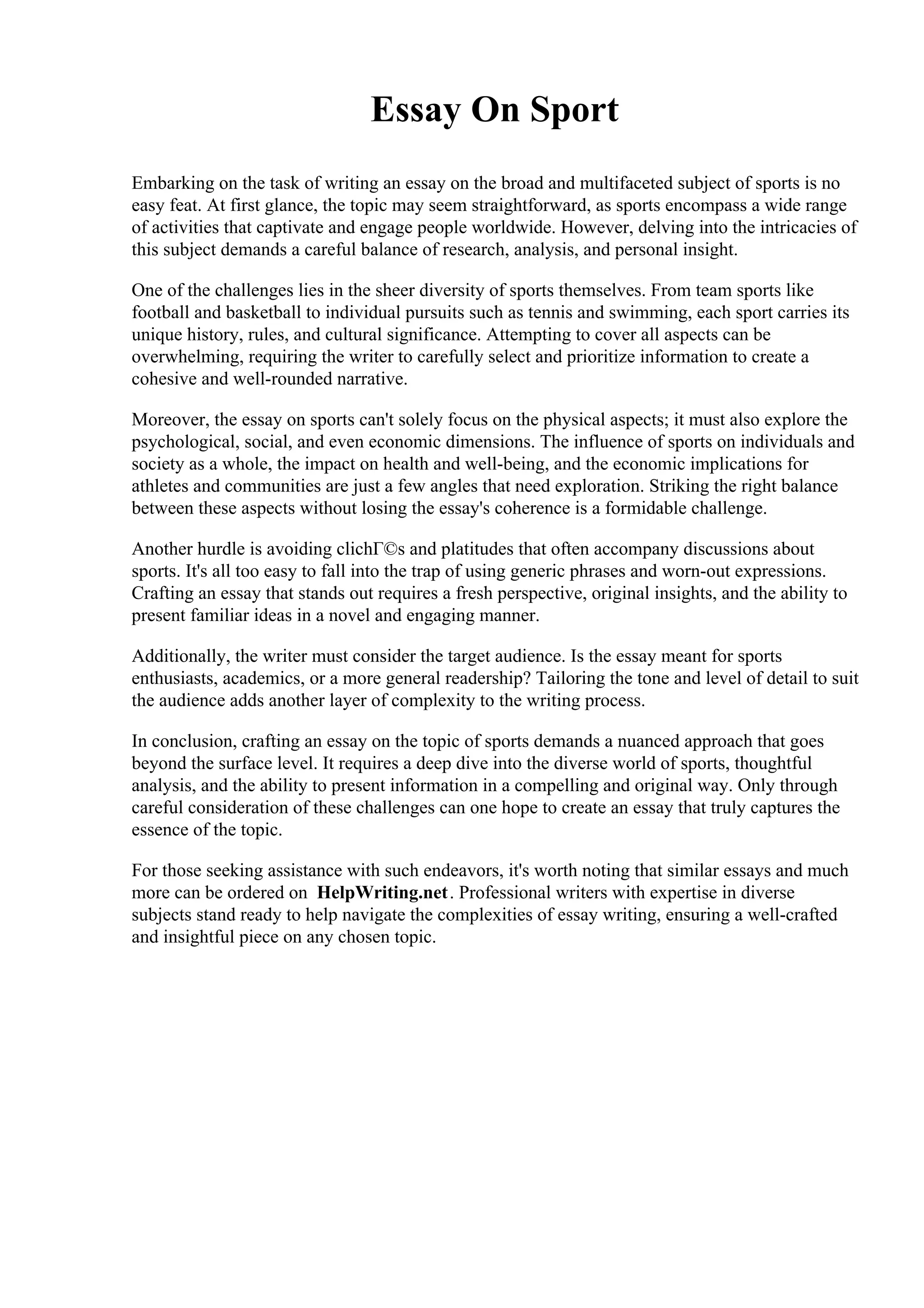 Essay On Sport.pdf | Sports