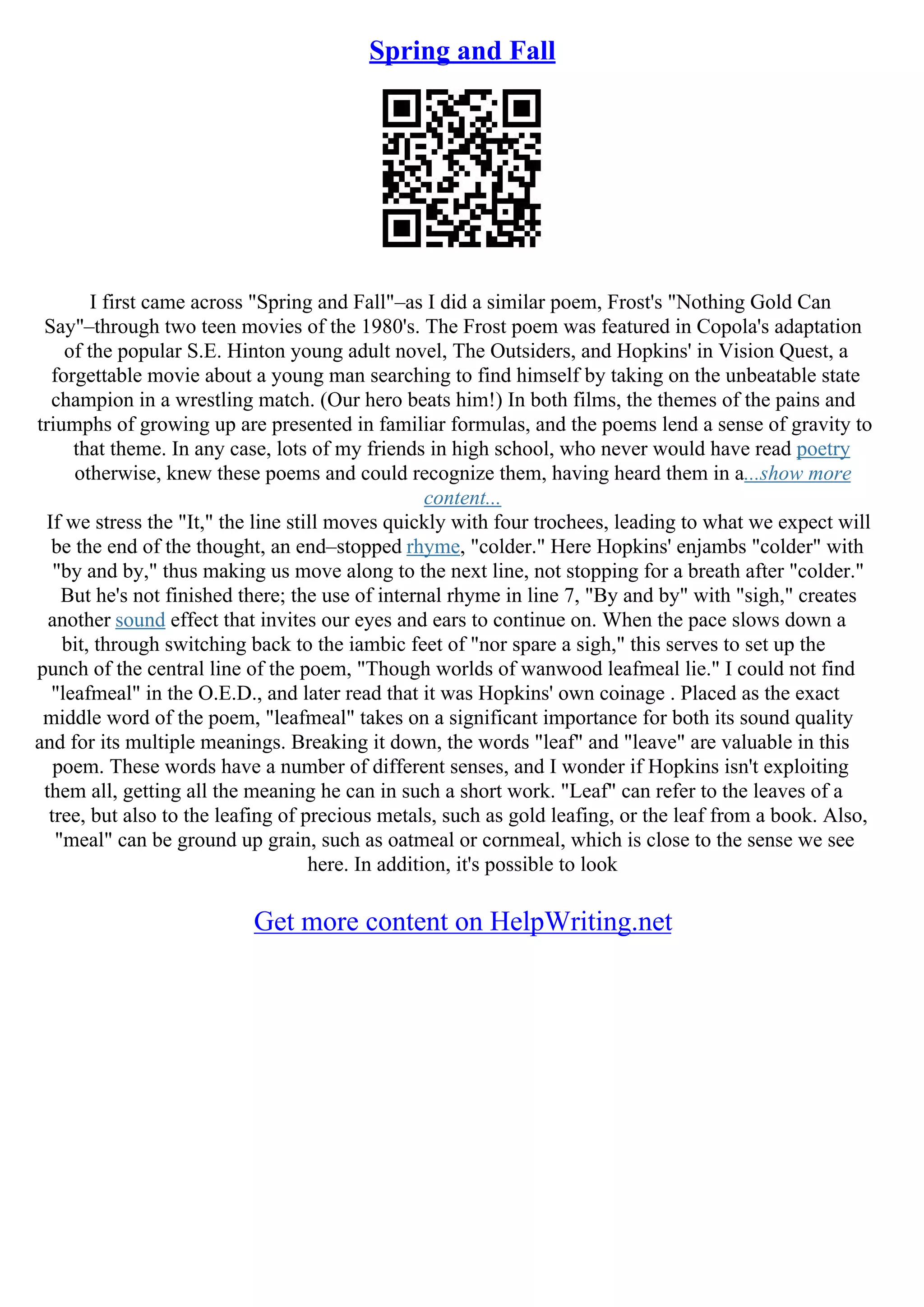 Essay On Spring Season | PDF