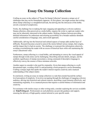 Essay On Stamp Collection. Hampden-Sydney College | PDF | Stamps and ...