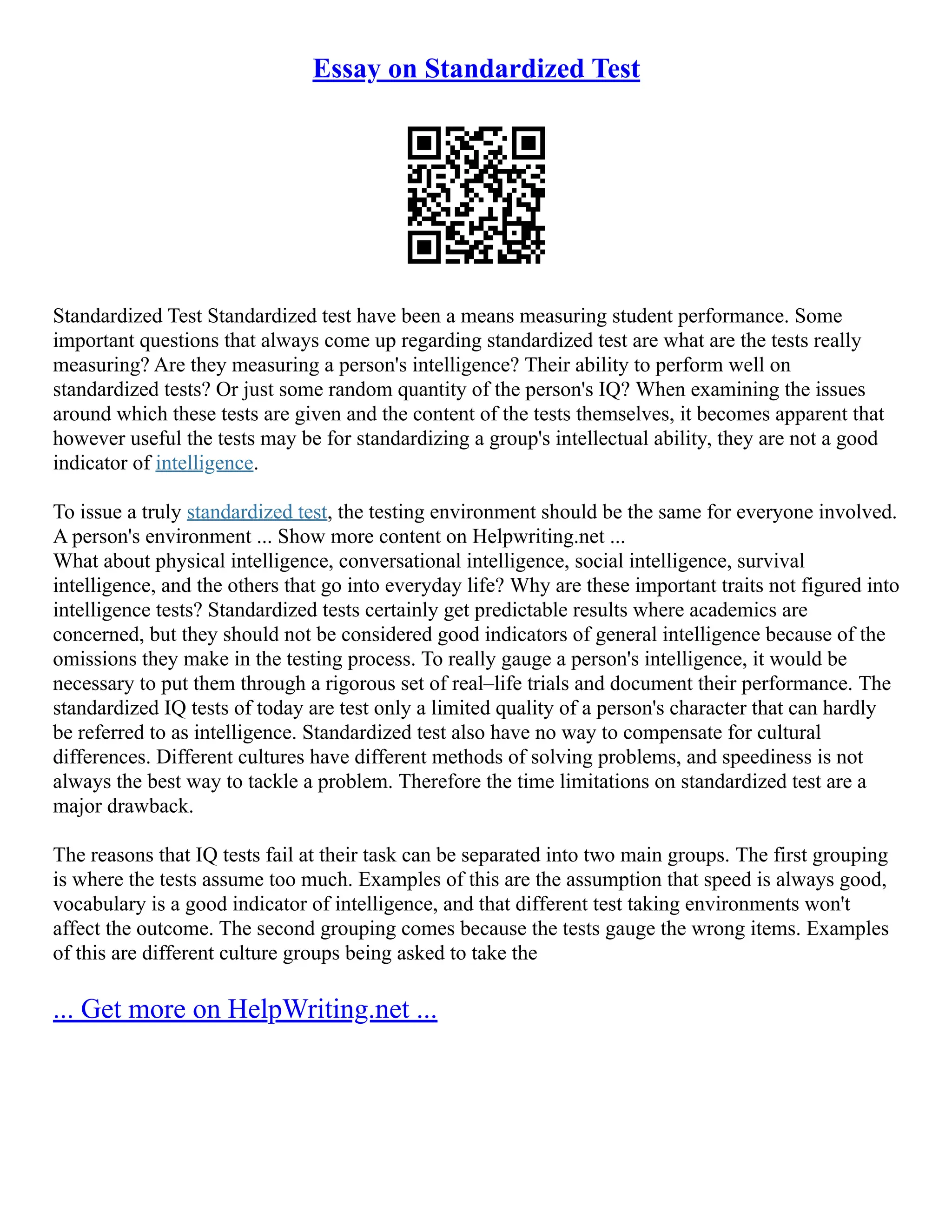 Essay On Standardized Test | PDF