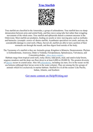 Essay On Starfish | PDF | Chemistry | Science
