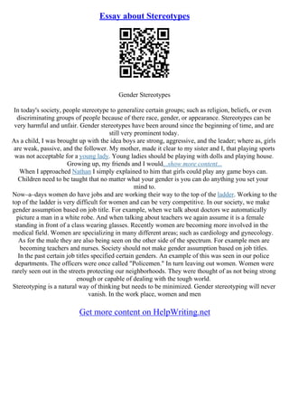 Essay On Stereotypes | PDF