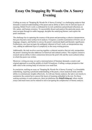 Essay On Stopping By Woods On A Snowy Evening.pdf