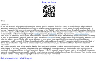 Essay On Stress | PPT