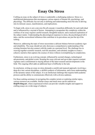 Essay On Stress. 015 Stress Essay Example Writing How To Cope With ...