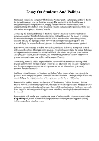 Essay On Students And Politics | PDF
