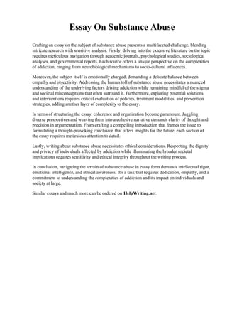 Essay On Substance Abuse. Health Career College | PDF