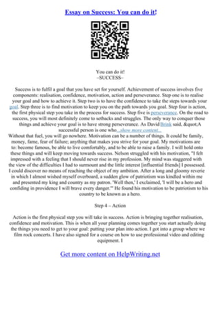 Essay On Success In Life | PDF