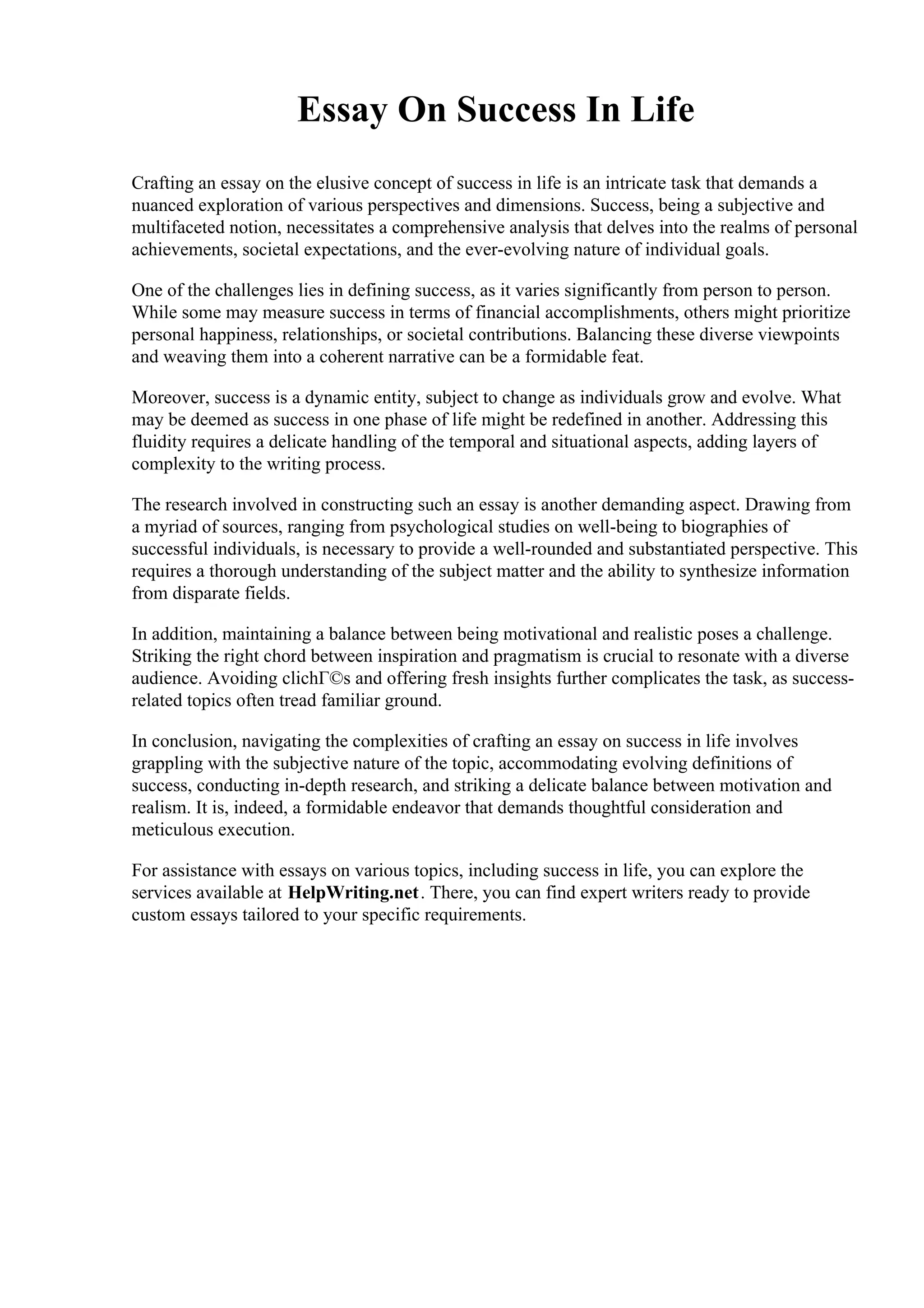 Essay On Success In Life.pdf | Education