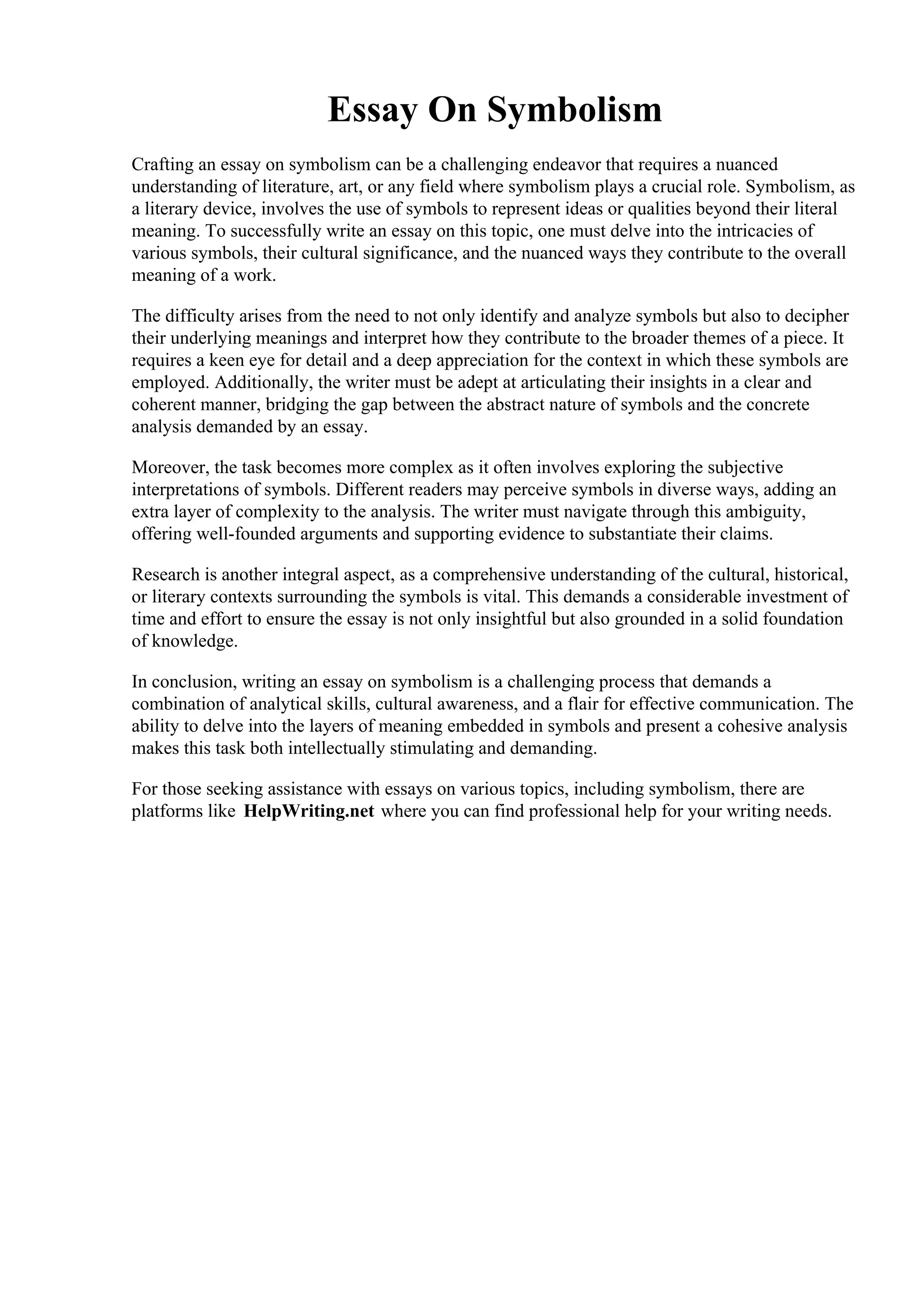 Essay On Symbolism | PDF