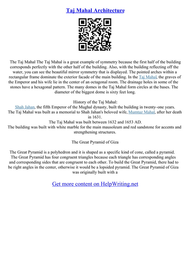 Essay On Taj Mahal | PDF