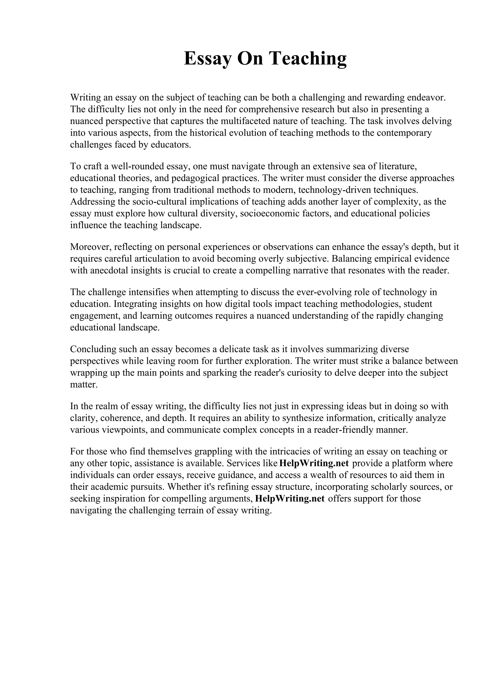 Essay On Teaching.pdf