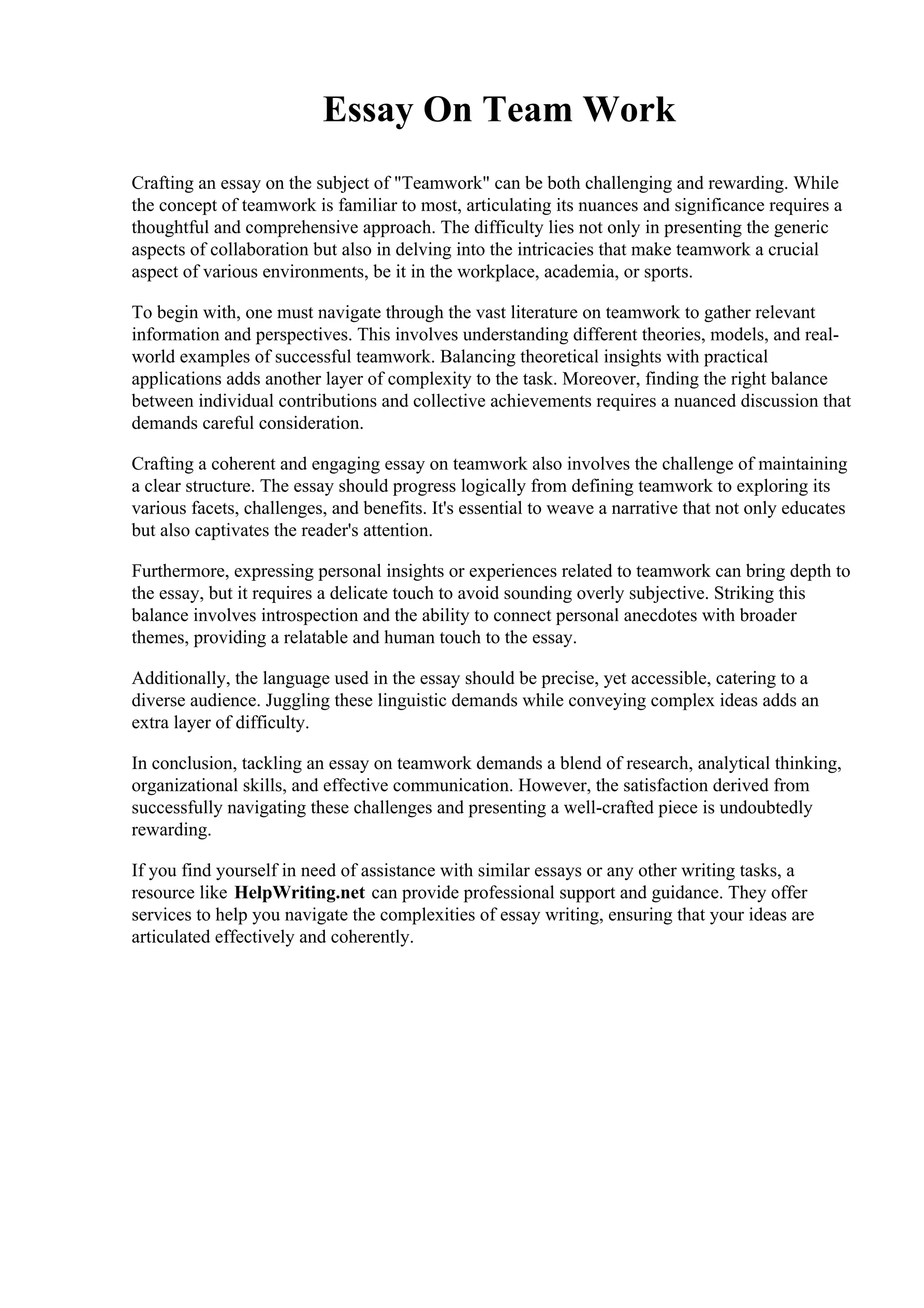 Essay On Team Work.pdf