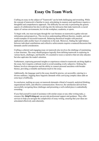 Essay On Team Work.pdf