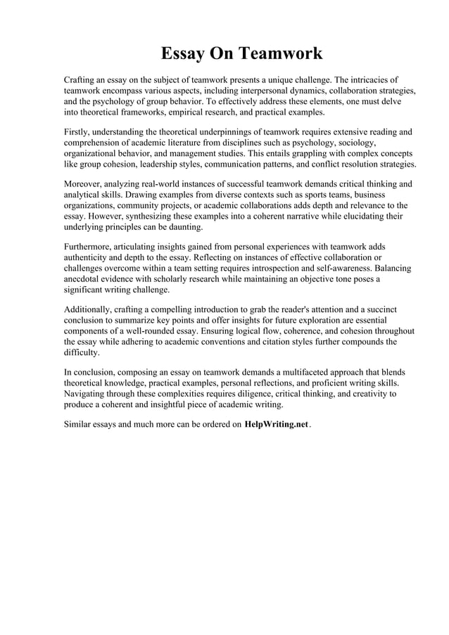 Essay On Teamwork | PDF