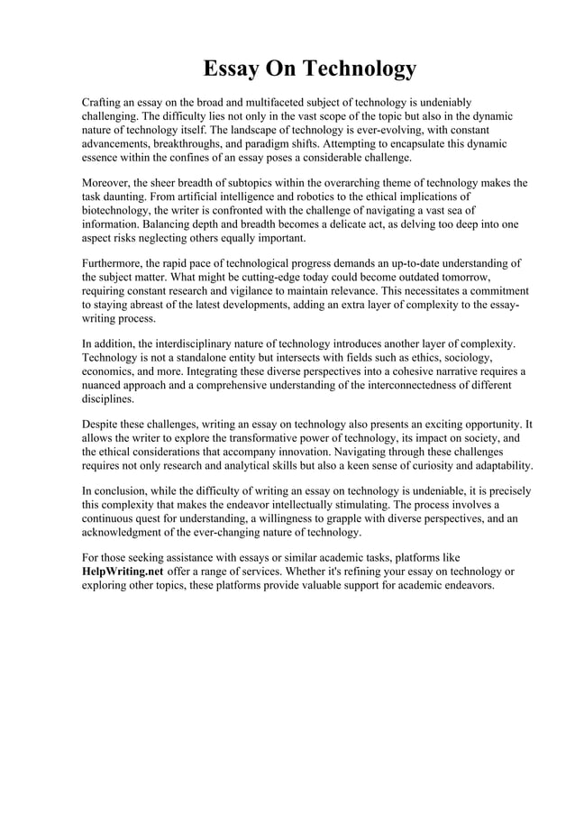 Essay On Technology | PDF