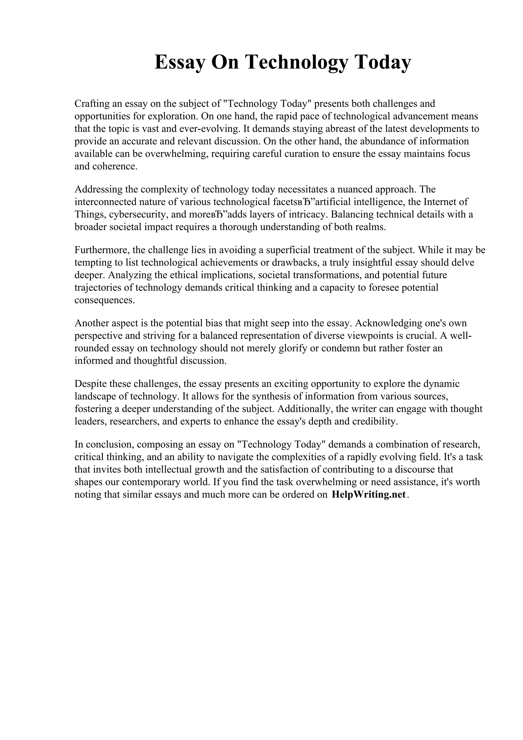 Essay On Technology Today.pdf