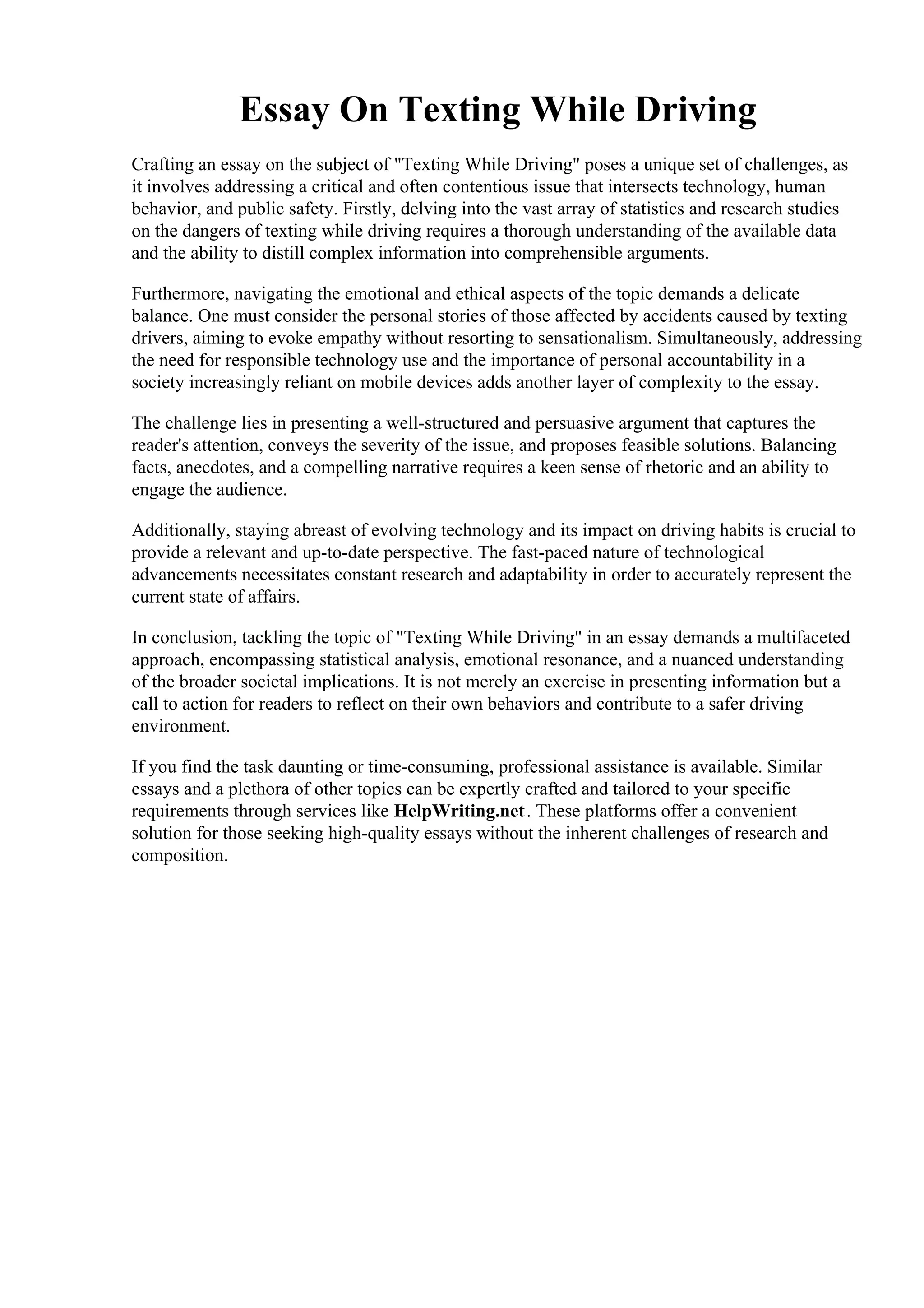 Essay On Texting While Driving.pdf