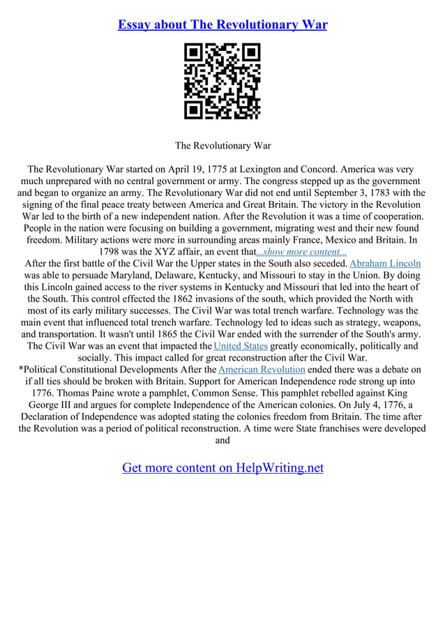 Essay On The American Revolution | PDF