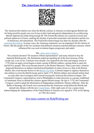 Essay On The American Revolution | PDF