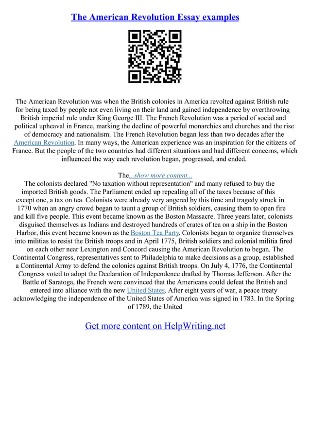 Essay On The American Revolution | PDF