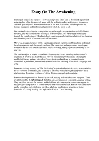 Essay On The Awakening.pdf | Fiction | Books and Literature