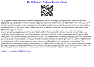 Essay On The Birthmark | PDF