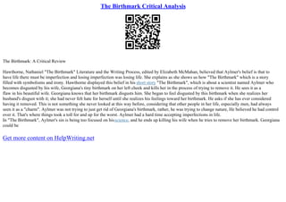 Essay On The Birthmark | PDF