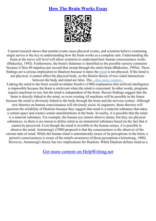 Essay On The Brain | PDF