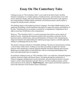 Essay On The Canterbury Tales | PDF