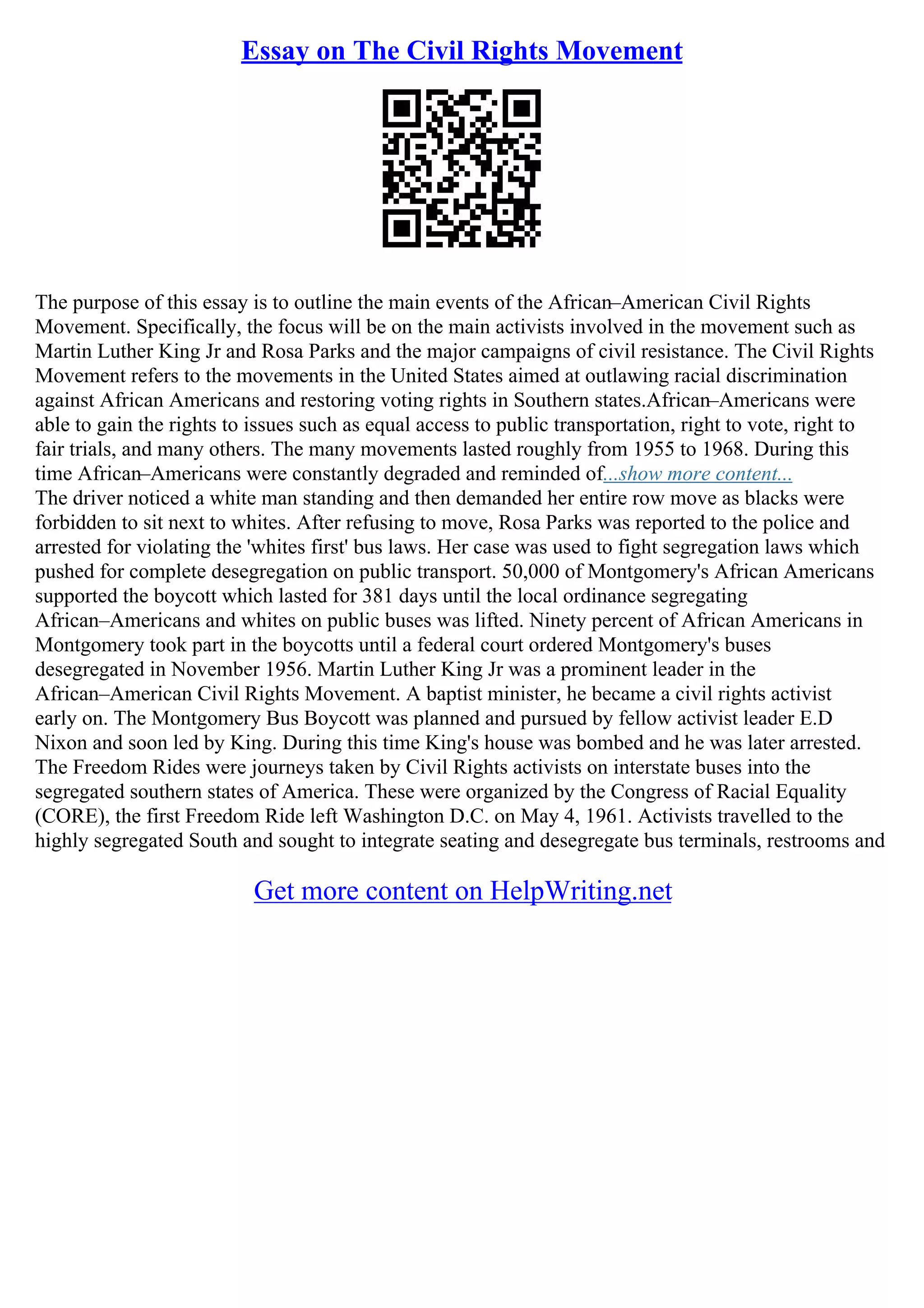 Essay On The Civil Rights Movement | PDF