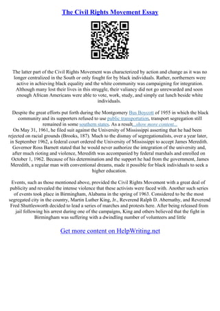 Essay On The Civil Rights Movement | PDF