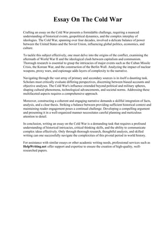 Essay On The Cold War. Fashion Institute of Design and Merchandising | PDF