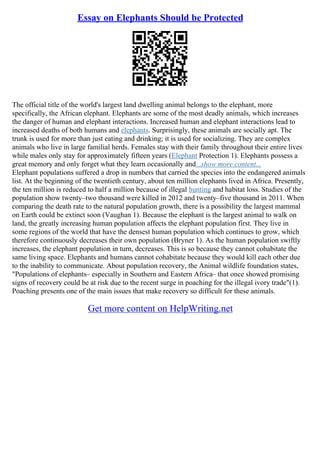 Essay On The Elephant | PDF