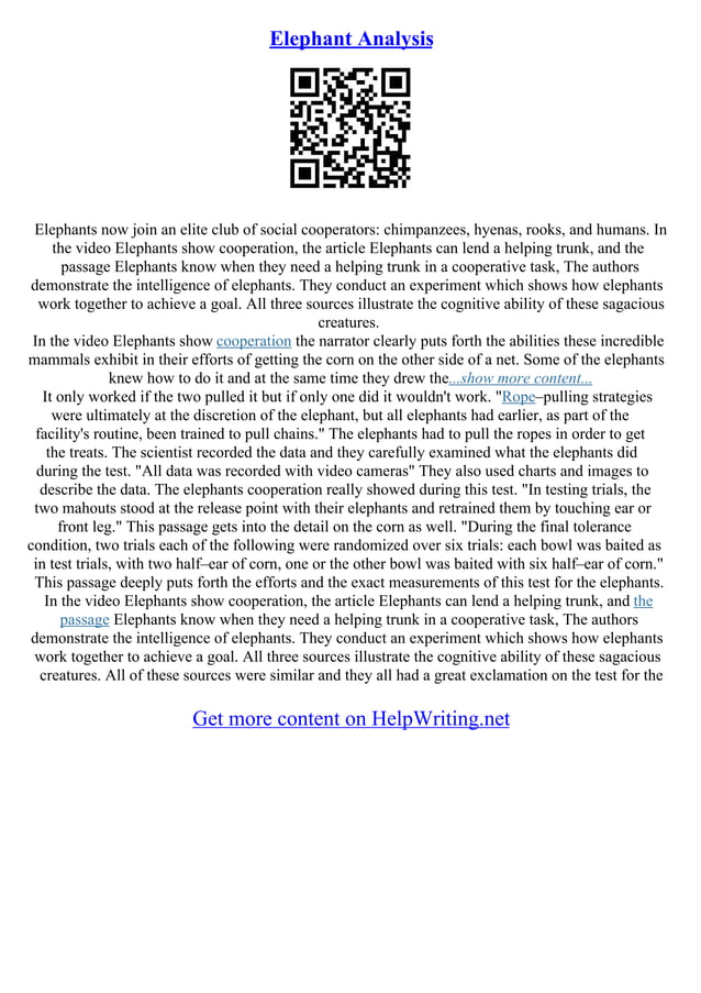 Essay On The Elephant | PDF | Large Animals | Pets