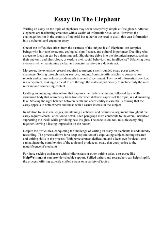 Essay On The Elephant | PDF