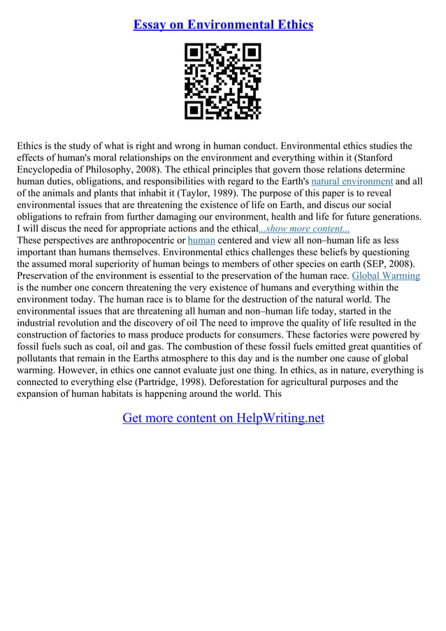 Essay On The Environment | PDF