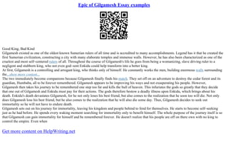 Essay On The Epic Of Gilgamesh | PPT