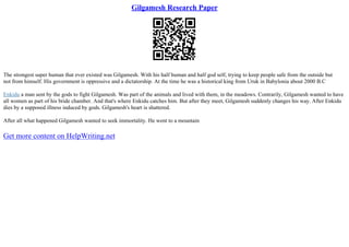 Essay On The Epic Of Gilgamesh | PPT