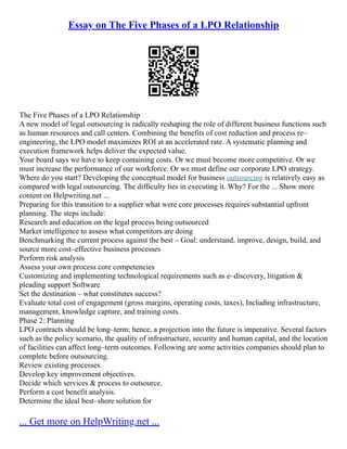 Essay On The Five Phases Of A LPO Relationship | PDF