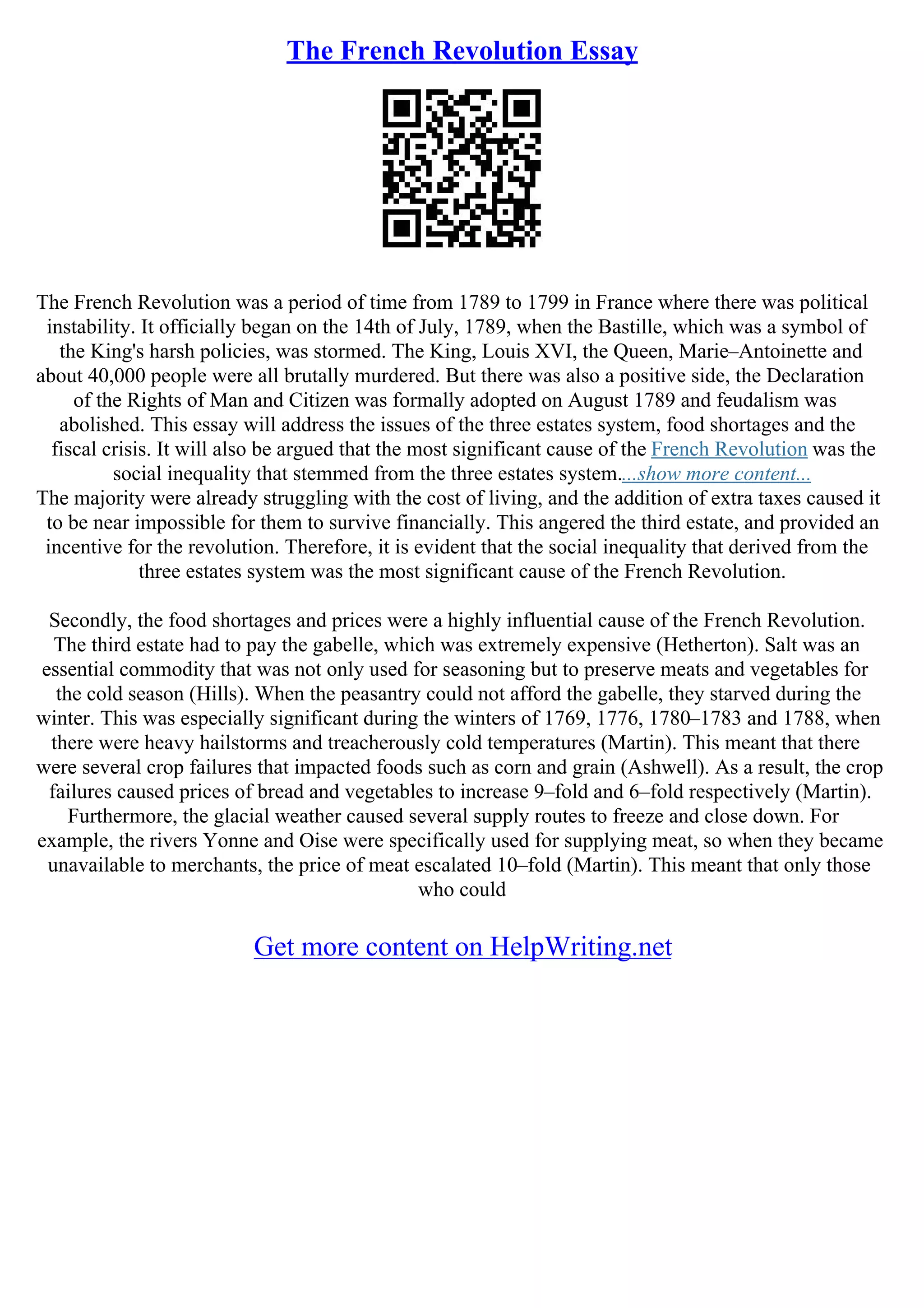 Essay On The French Revolution | PDF