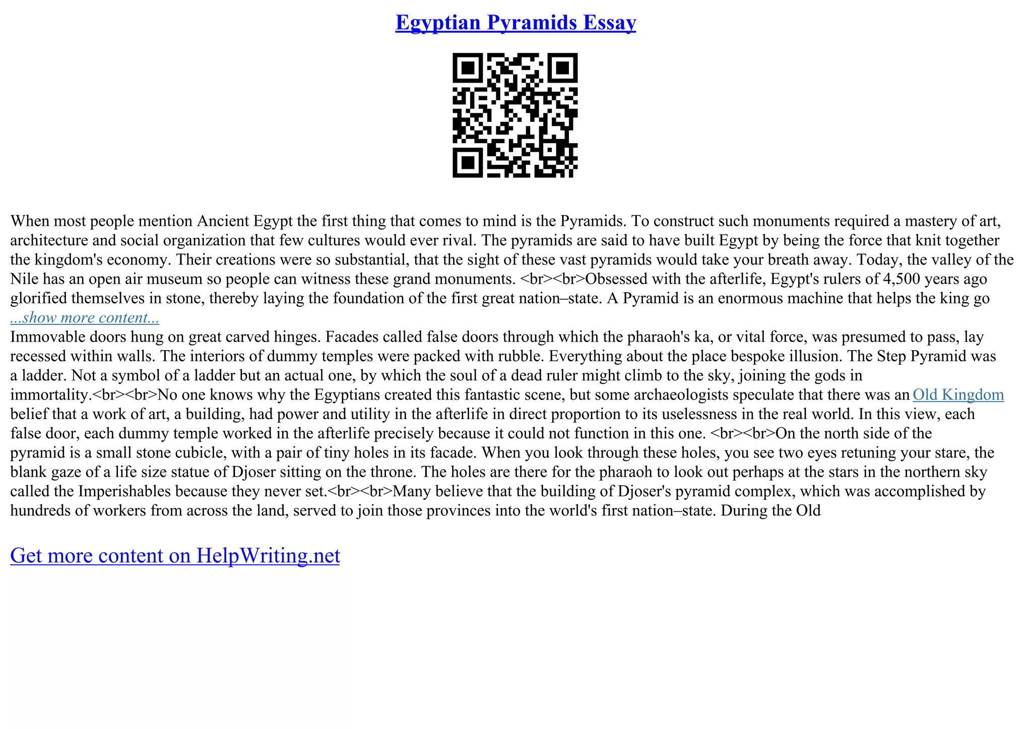 Essay On The Great Pyramid Of Giza | PDF